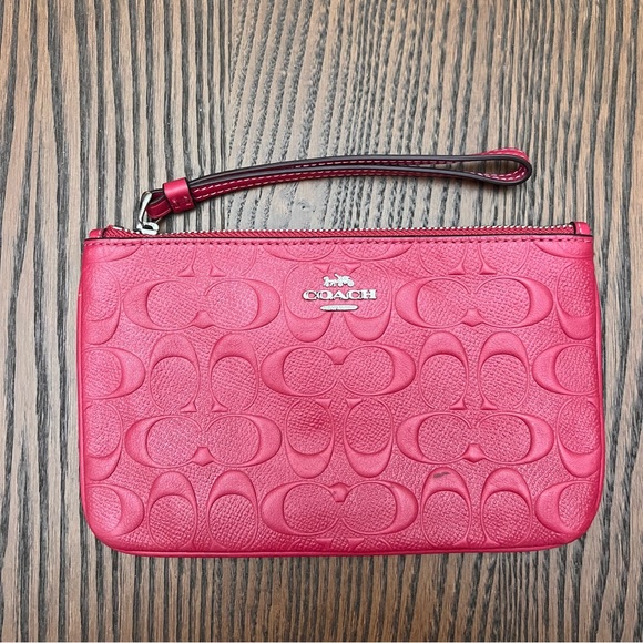 Coach | Bags | Coach Red Wristlet With Repeating C Logo | Poshmark